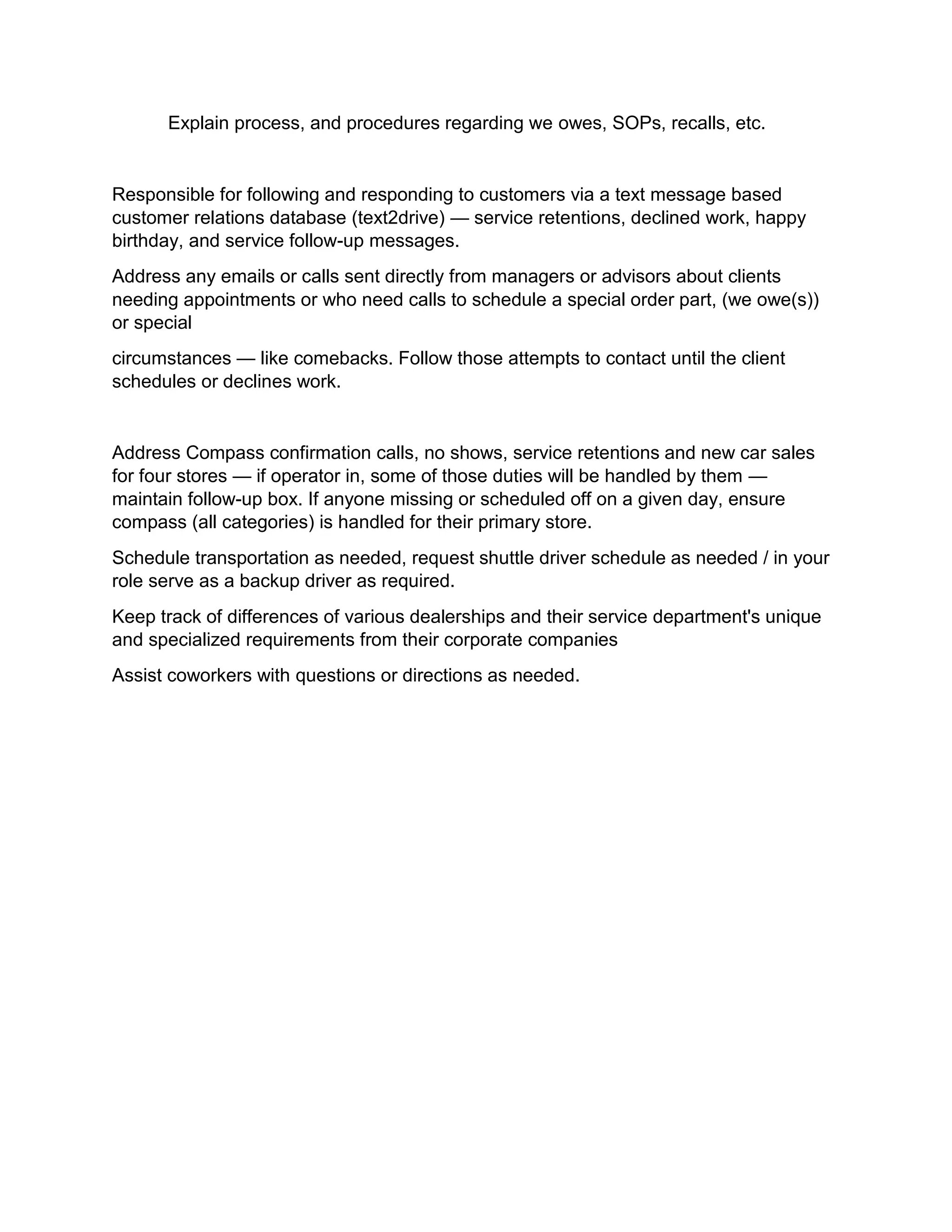 Autonation Responsibilities | PDF