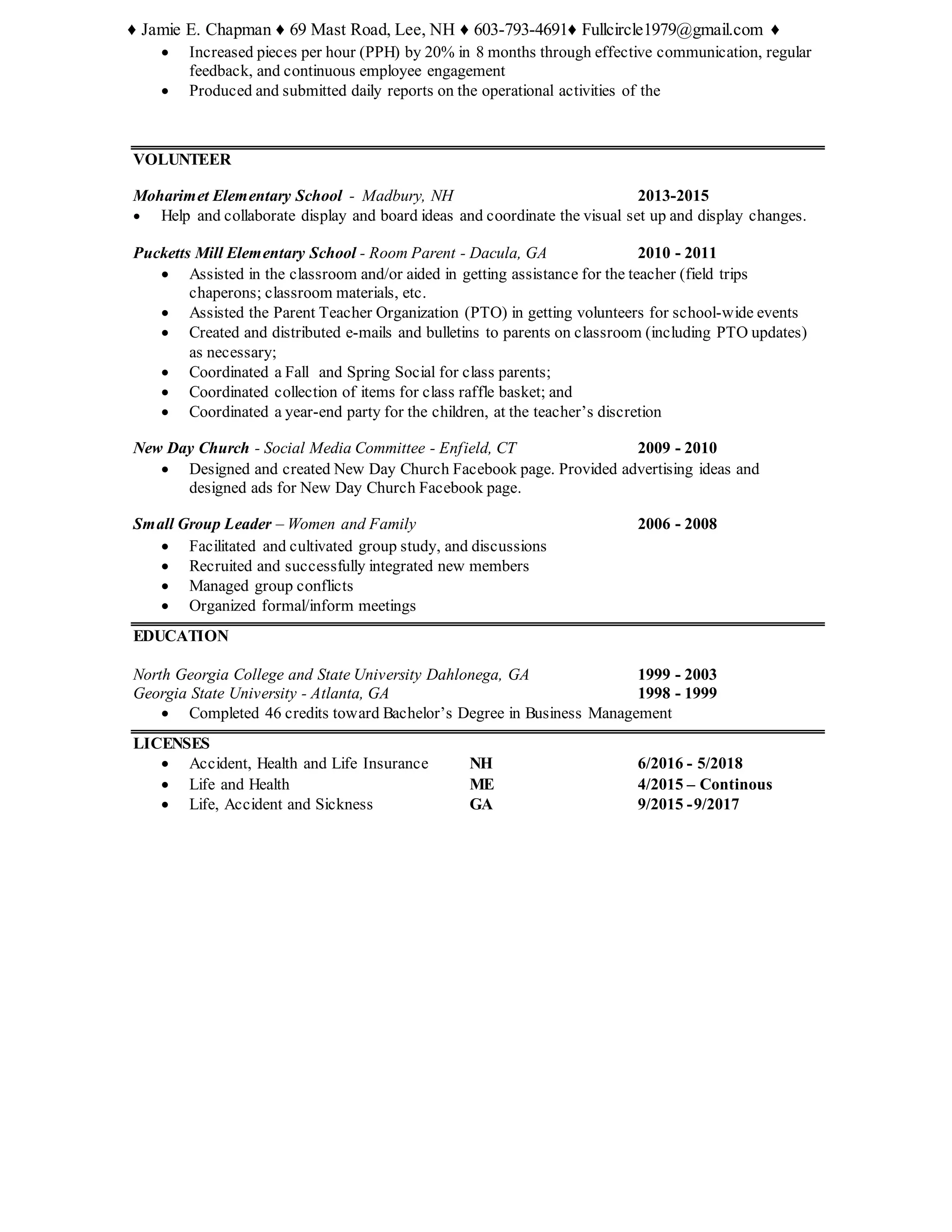 Jamie E. Chapman Resume 20162016 | DOCX