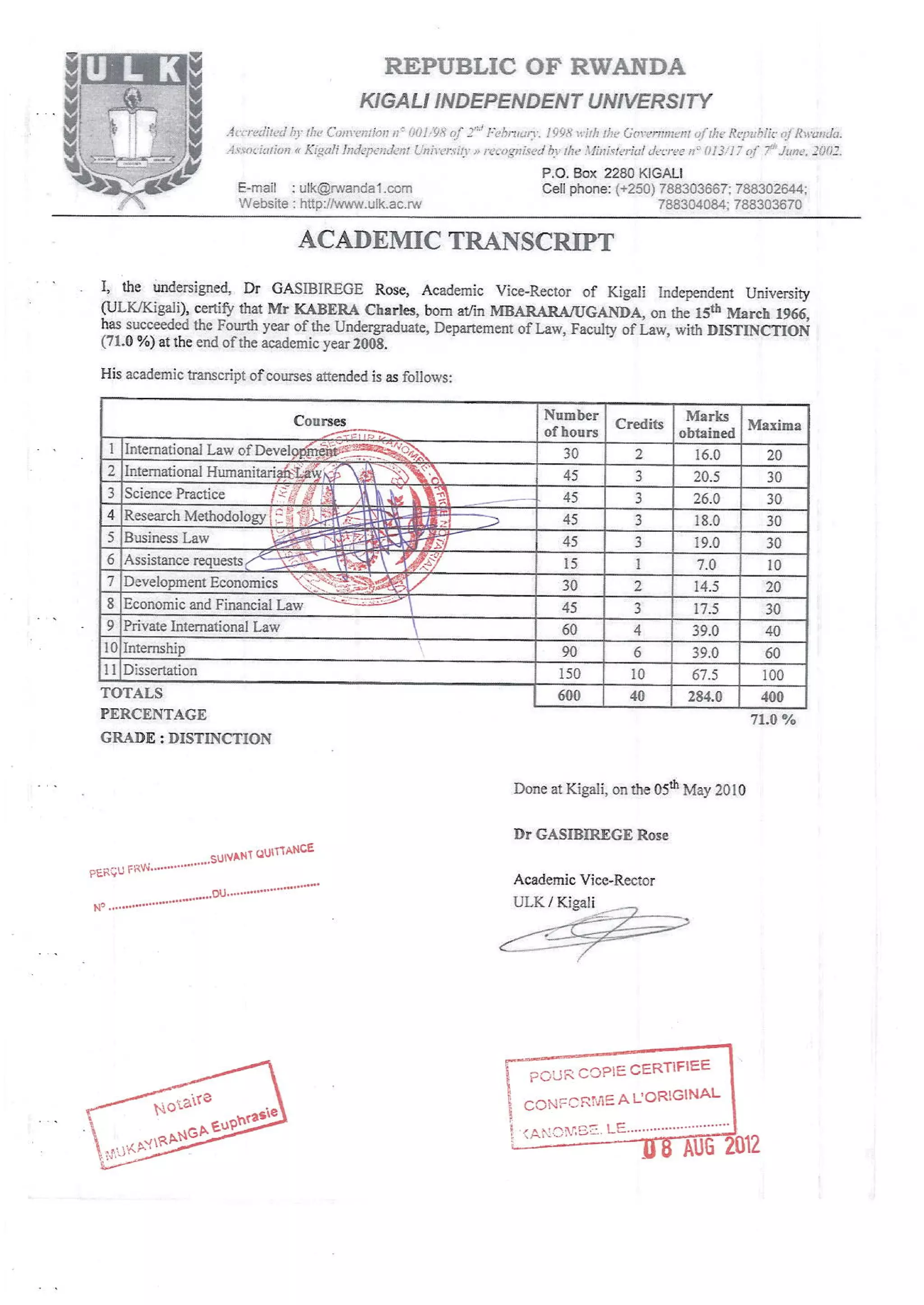 Academic transcripts Certified | PDF