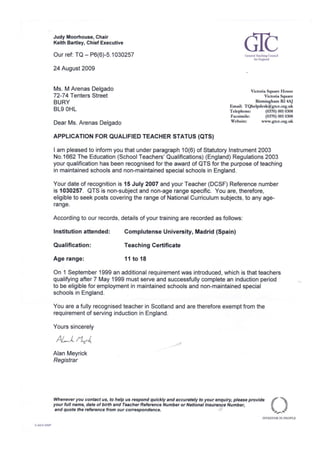 Spanish Teaching Qualification, translation, England and Scotland GTC | PDF