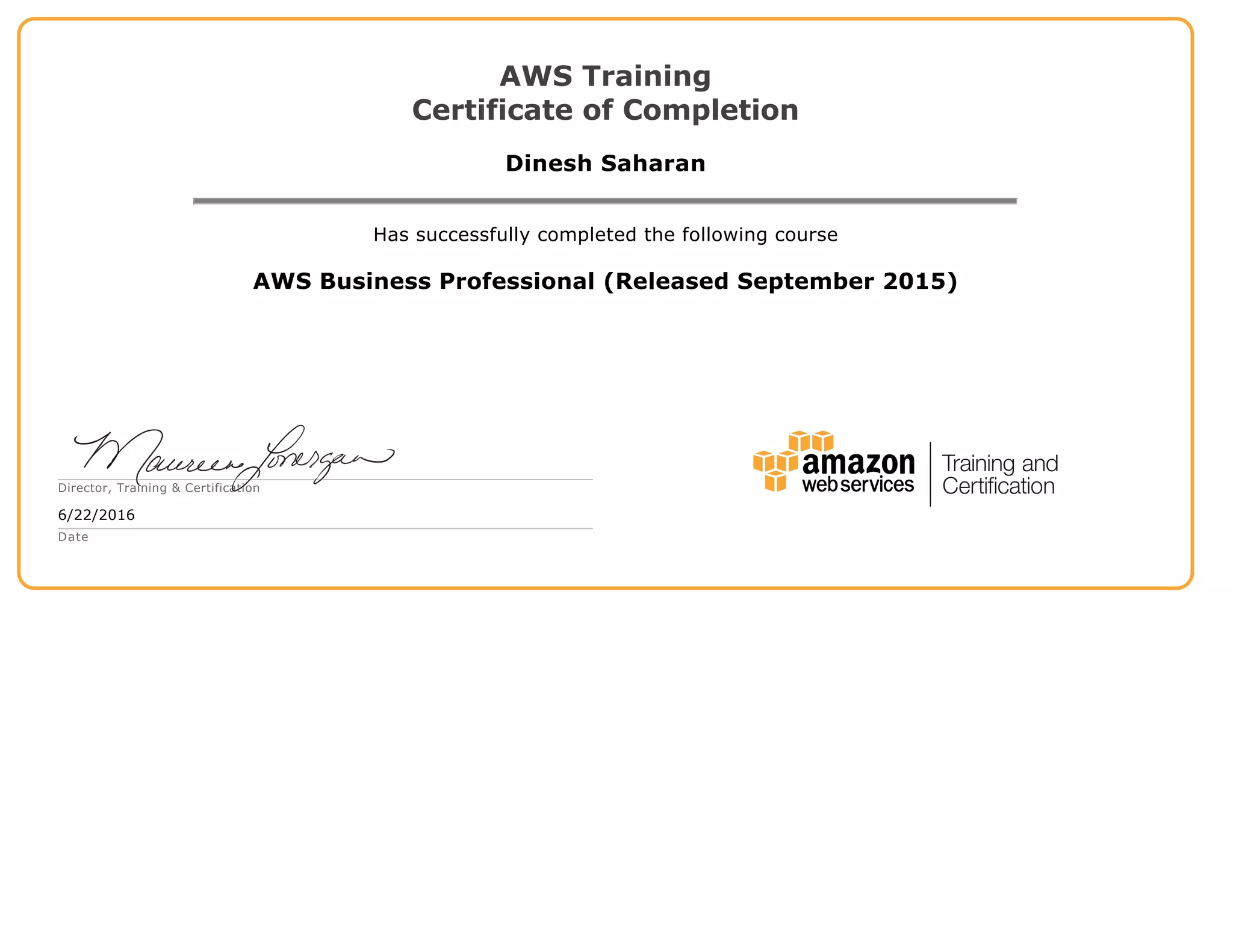 AWS Business Professional Certificate | PPT