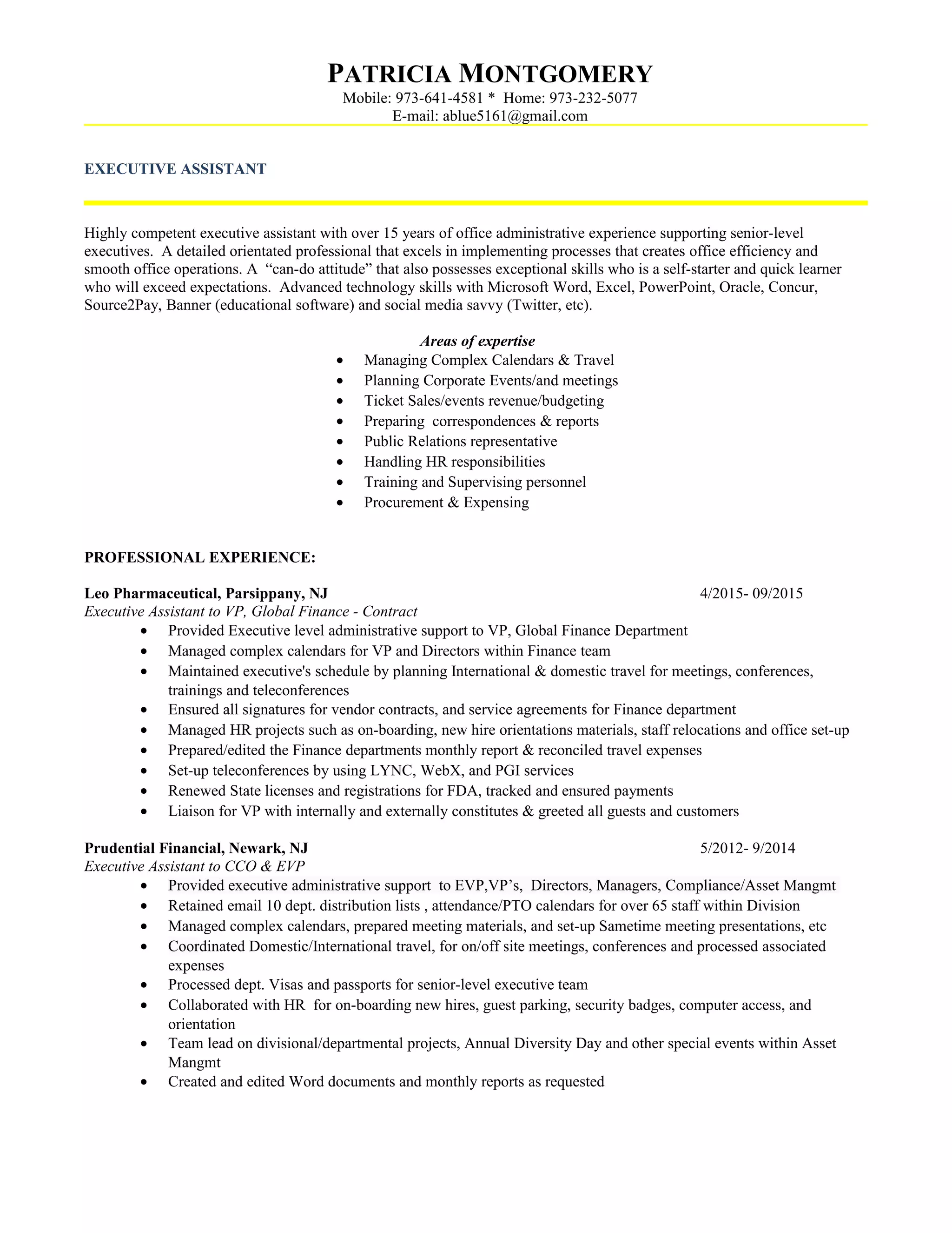 2016 Patricia Montgomery rvsd resume 1 | PDF
