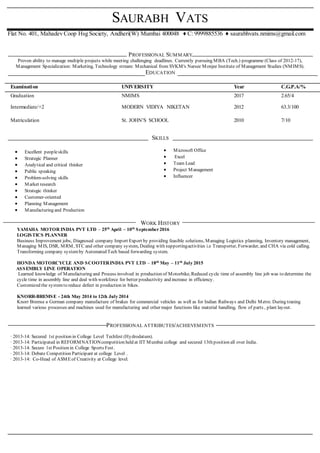 JOB RESUME SAURABH VATS | DOCX