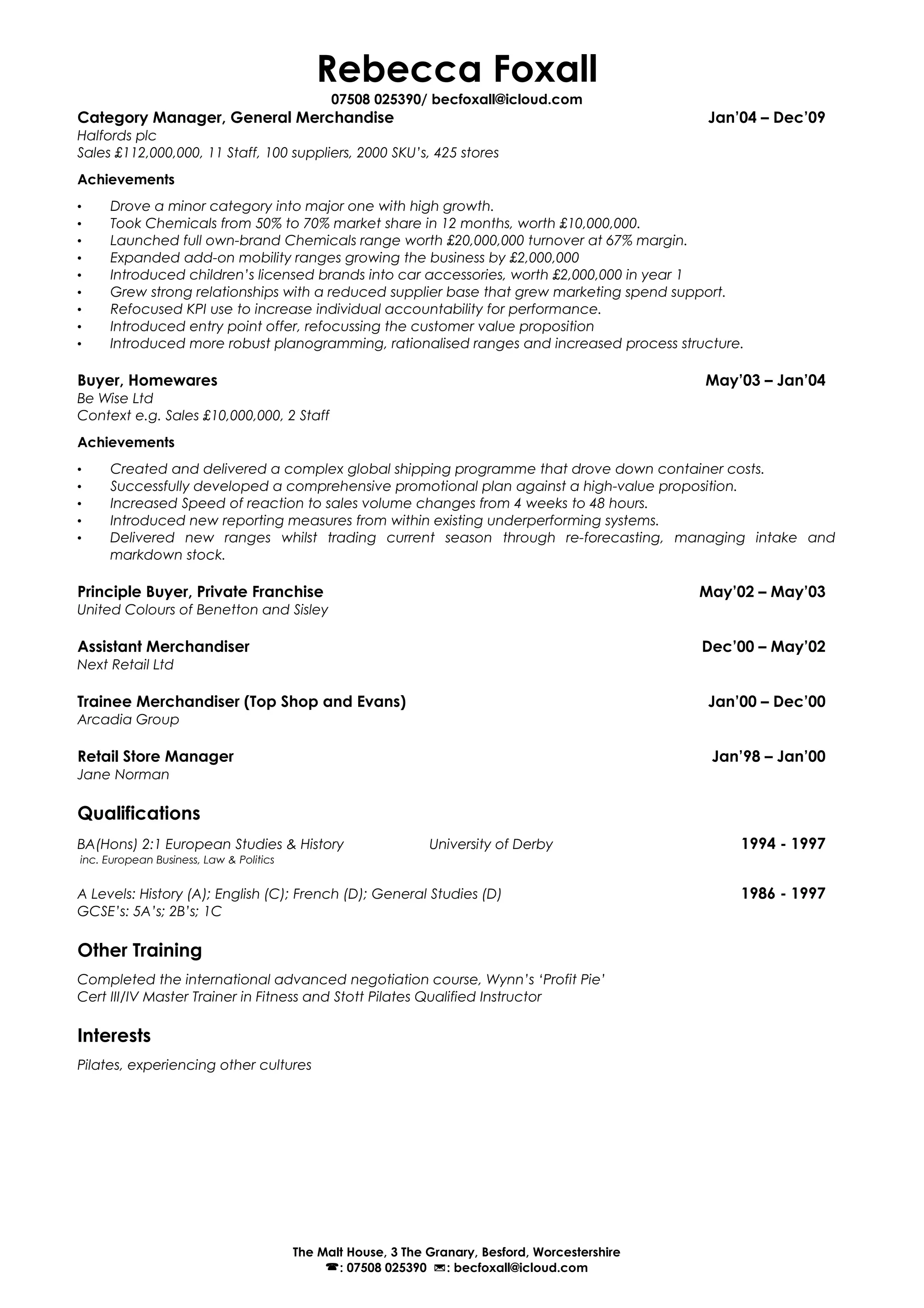 Rebecca Foxall CV July 2014 | PDF