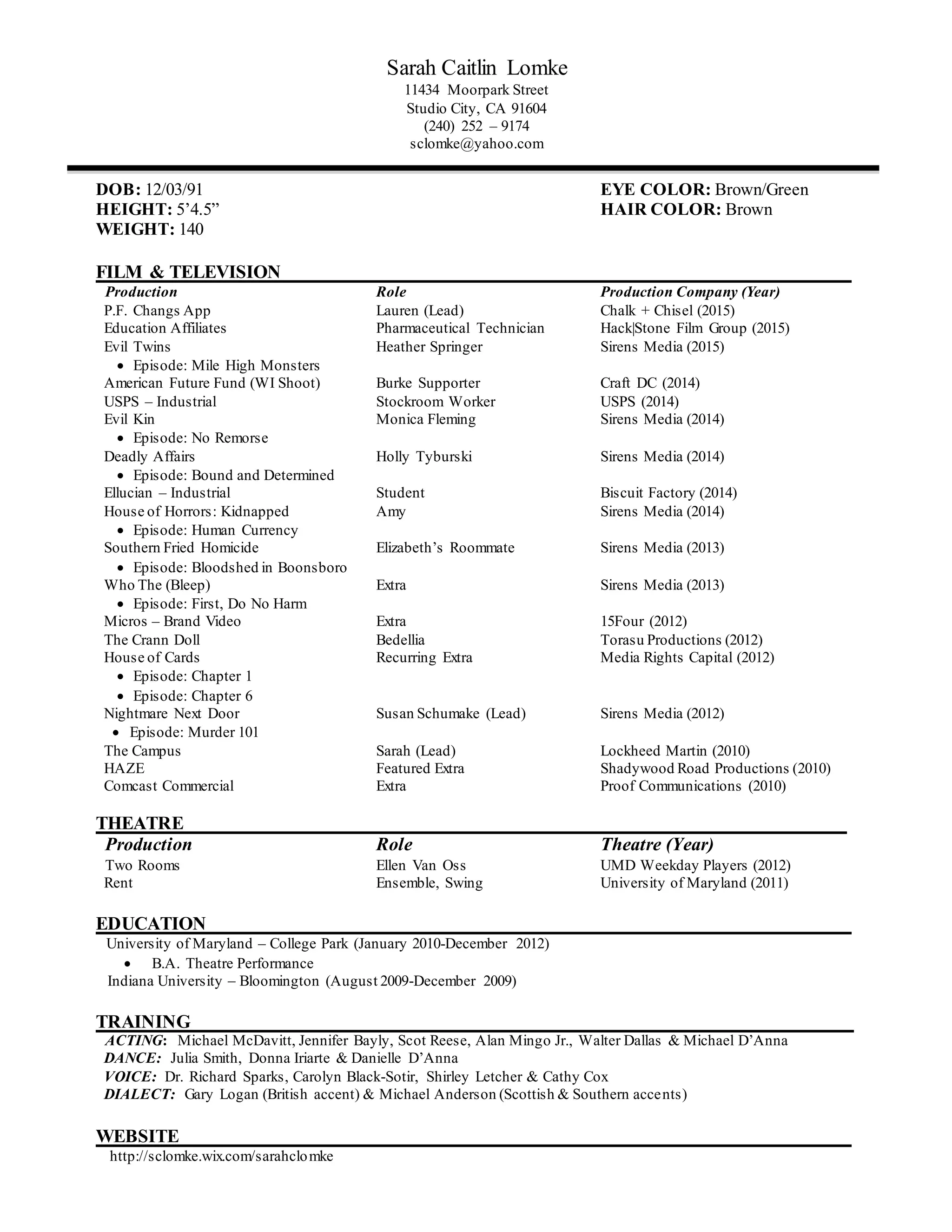 Sarah Lomke - Resume | PDF