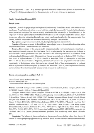 2011 -- Alderslade_Pinnule-less polyps Acrossota_Knopia | PDF
