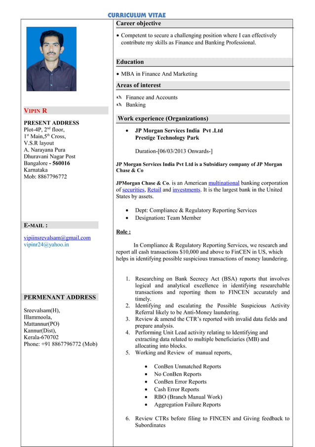 Vipin Raveendran CV | PDF