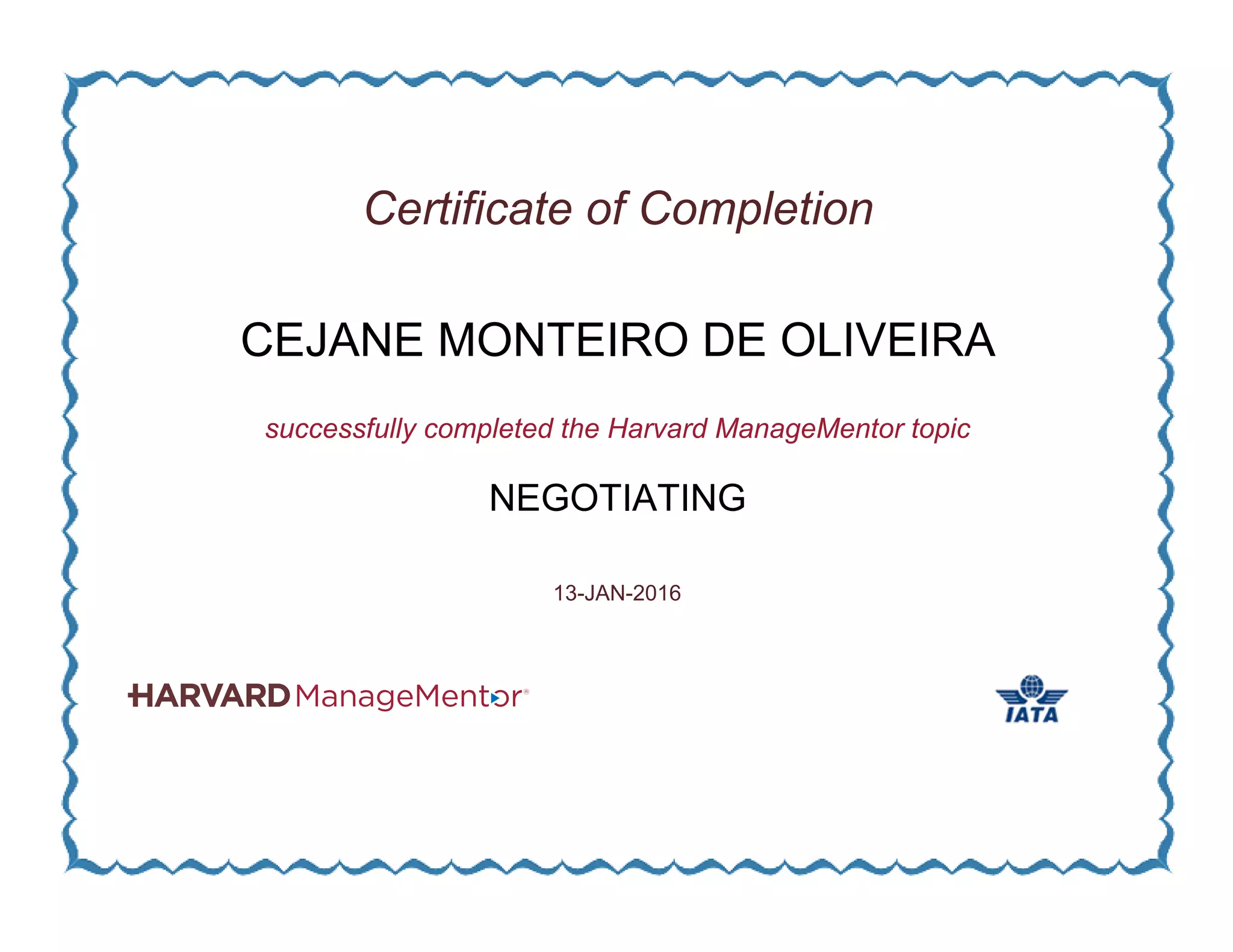 HMM negotiating Certificate | PDF