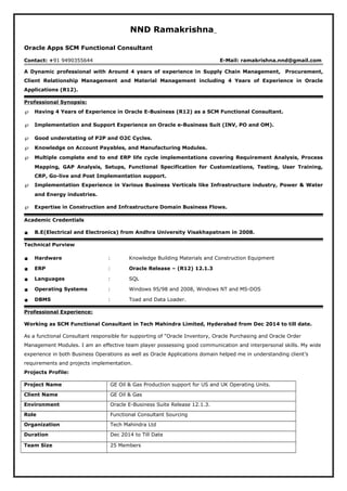 NND Ramakrishna_Oracle_Apps_Functional_SCM | PDF