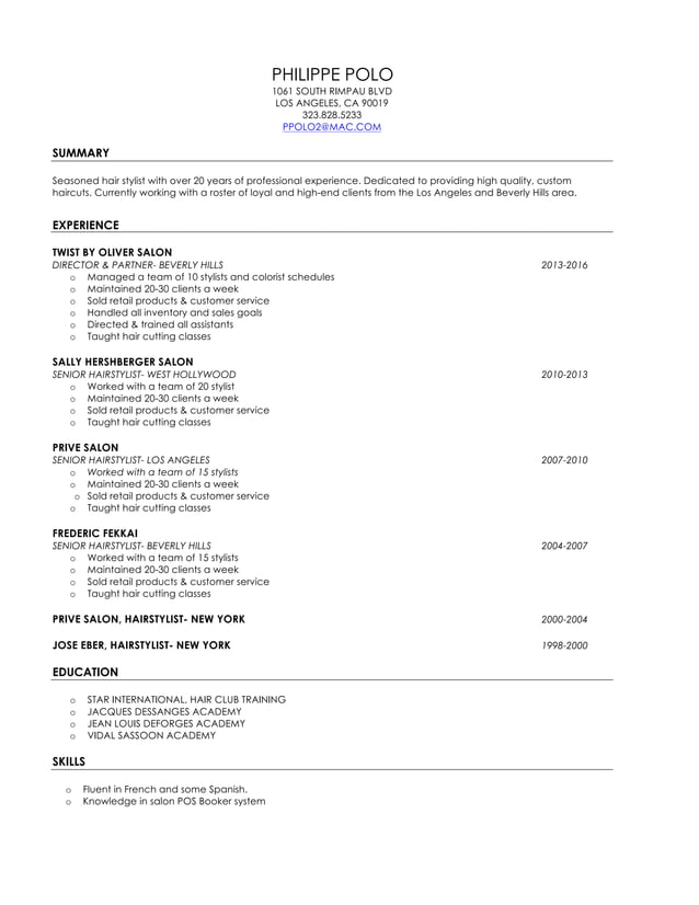 PHILIPPE POLO RESUME | PDF | Hair Care | Beauty