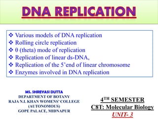 Replication of DNA different models-semiconservative,unidirectional and ...