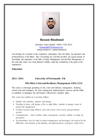 Bassam Binahmad CV | DOCX | Postgraduate Education | College Education