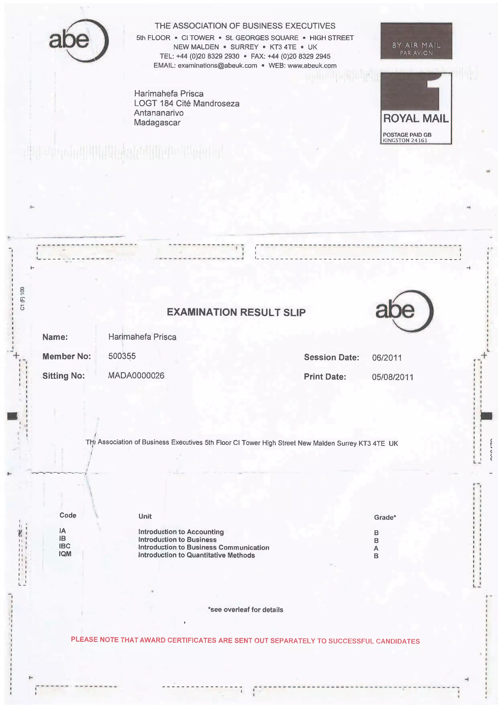 abe certificate | PDF