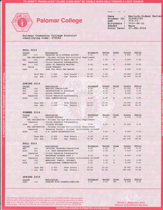 Palomar College Transcripts - 2016.07.15