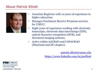 Receiving Parchment Data Via SPEEDE - UMUC | PPT