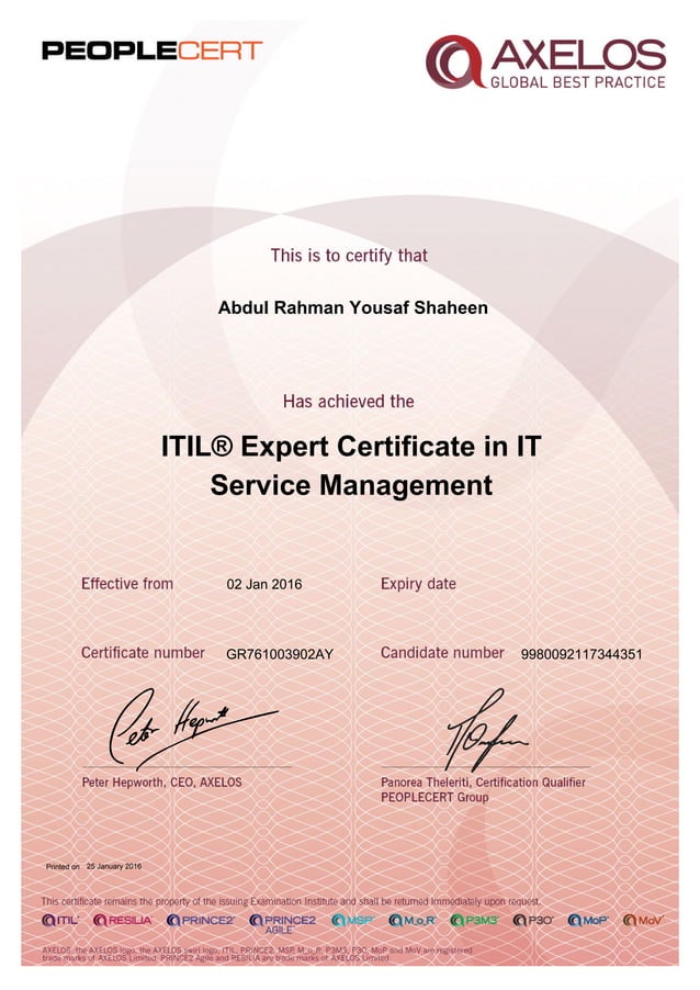 ITIL® Expert Certificate in IT | PDF