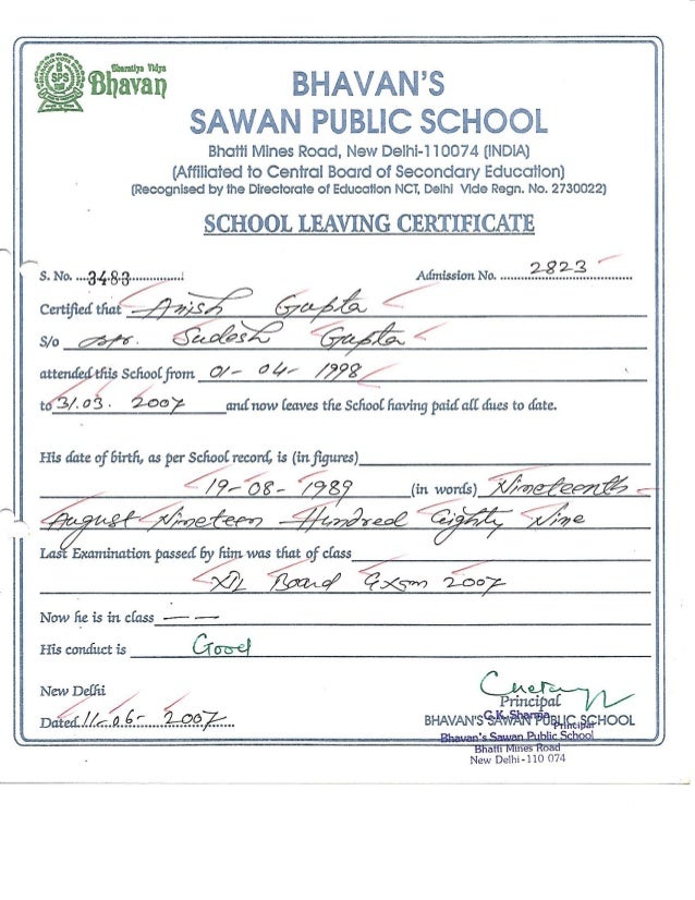 School Leaving Certificate School Leaving Certificate