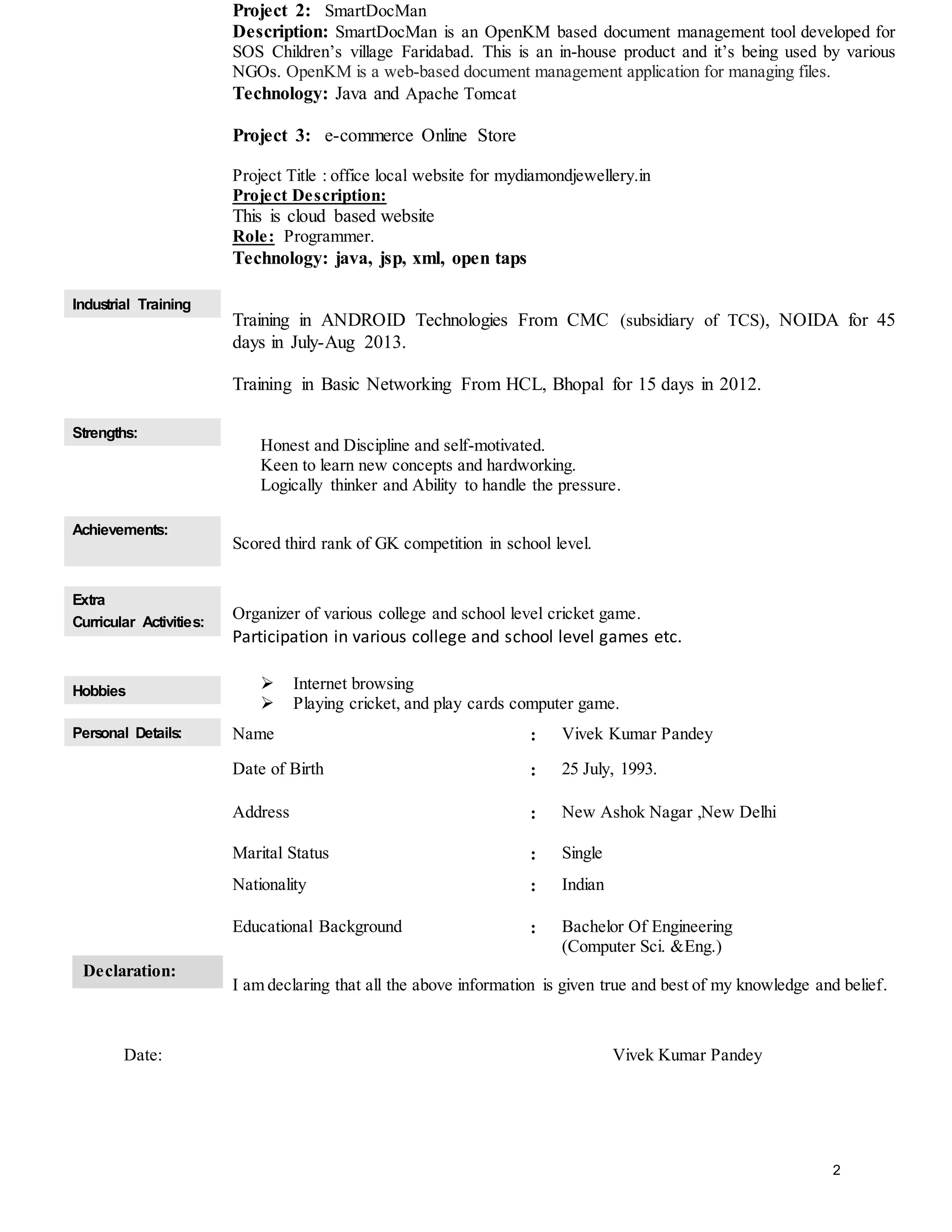 Vivek pandey resume (1) | DOCX