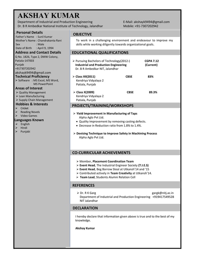 Akshay Kumar, Resume | PDF | Business and Finance