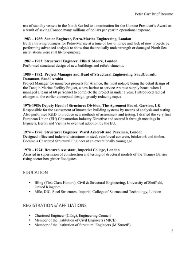 Peter Carr brief resume 2016-01-14 | PDF