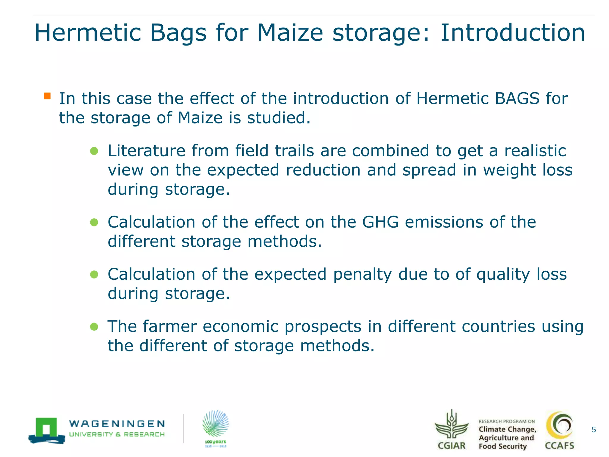 Hermetic bag for the storage of maize: Economic perspective in ...