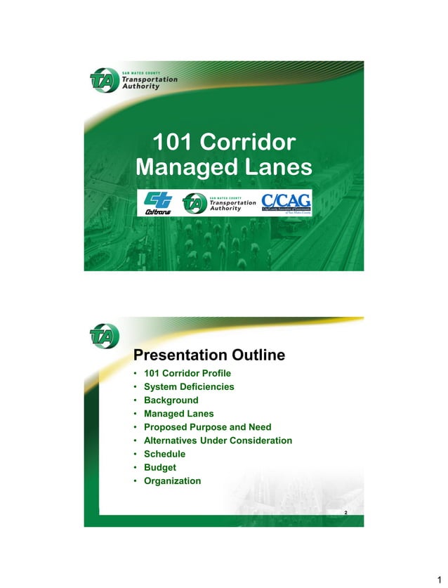 SMCTA 101 Corridor Managed Lanes 092816 | PDF