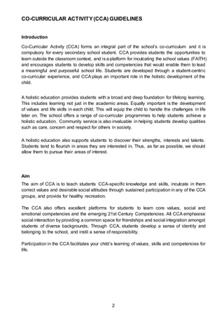 CCA Handbook For Secondary 1 students' Parents 2017 | DOCX