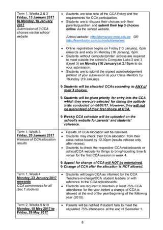 CCA Handbook For Secondary 1 students' Parents 2017 | DOCX