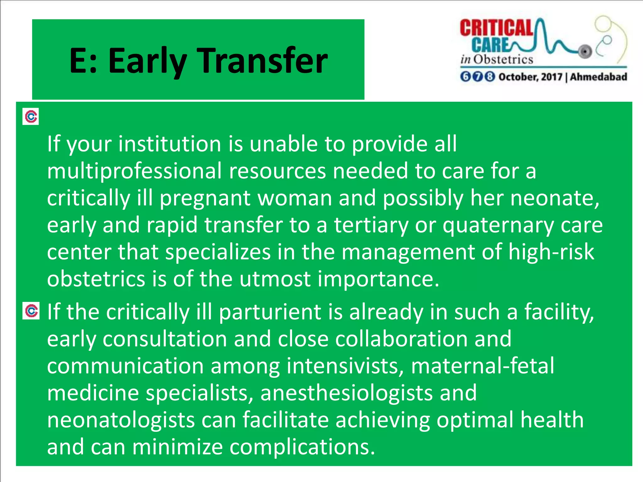 TRANSFFERING A CRITICALLY ILL OBSTETRIC PATIENT | PPTX
