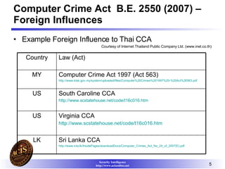 Computer Crime Act B.E. 2550 (2007) & Ministry of ICT Notification | PPT