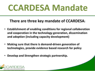 Ccardesa ga 2014 objectives & methodology | PPTX | Agriculture | Industries