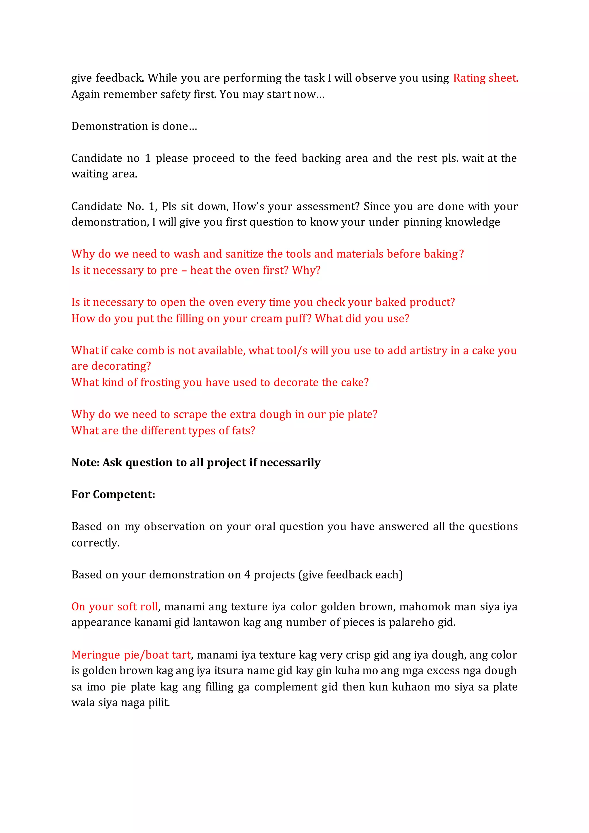 Conduct of Competency Assessment - Script | DOCX