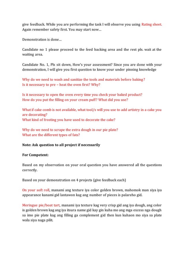 Conduct of Competency Assessment - Script | DOCX