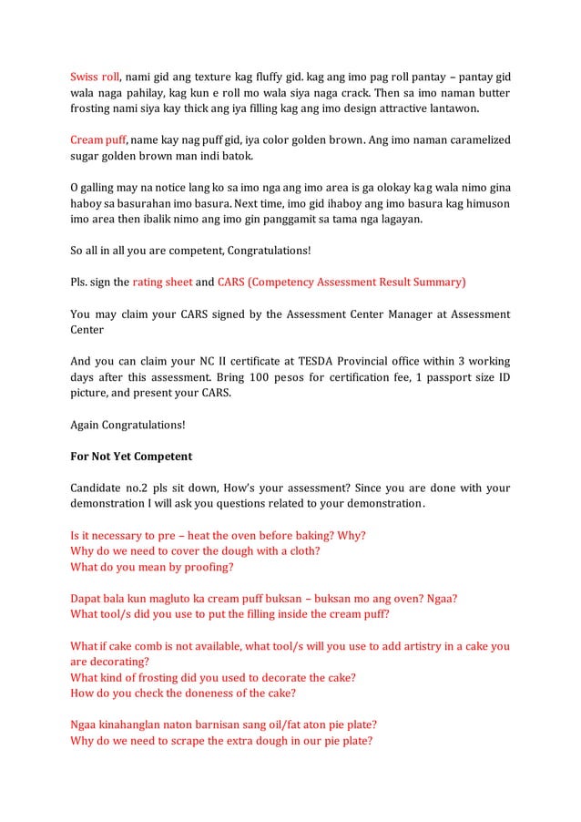 Conduct of Competency Assessment - Script | DOCX