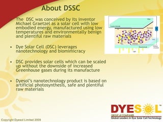 Commercializing Solar Cells - Dyesol | PPT