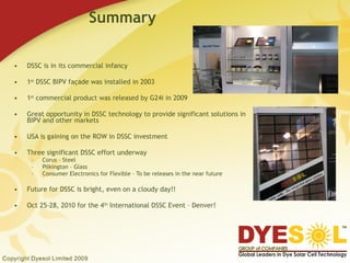 Commercializing Solar Cells - Dyesol | PPT