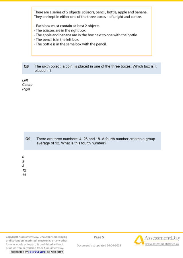 Ccat questions-assessment day | PDF