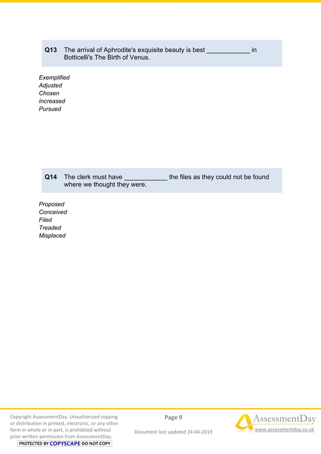 Ccat questions-assessment day | PDF