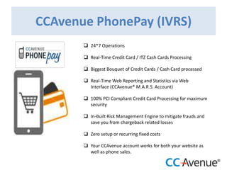 CCAvenue Features Presentation | PPSX