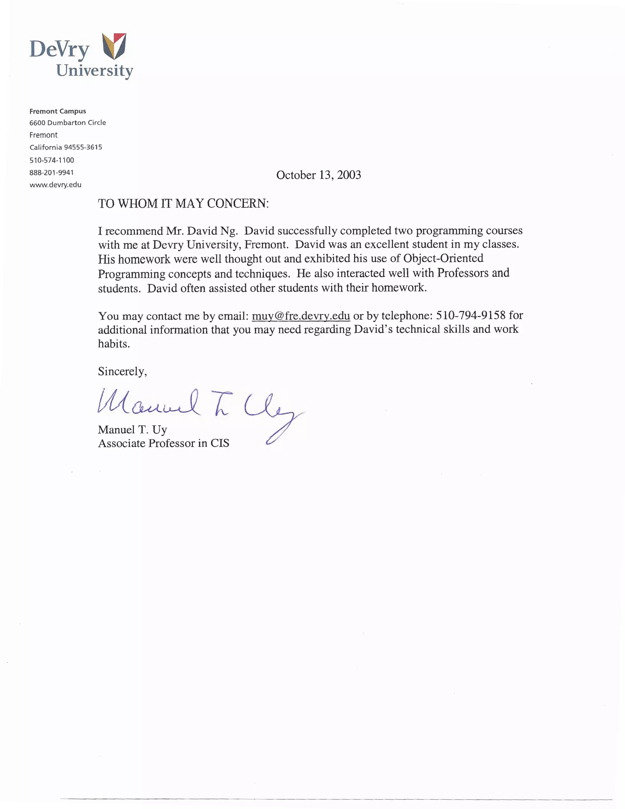 Letters of Recommendations | PDF