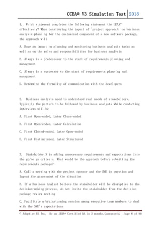 FREE CCBA v3 simulation Questions -set-1 | PDF