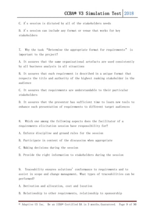 FREE CCBA v3 simulation Questions -set-1 | PDF