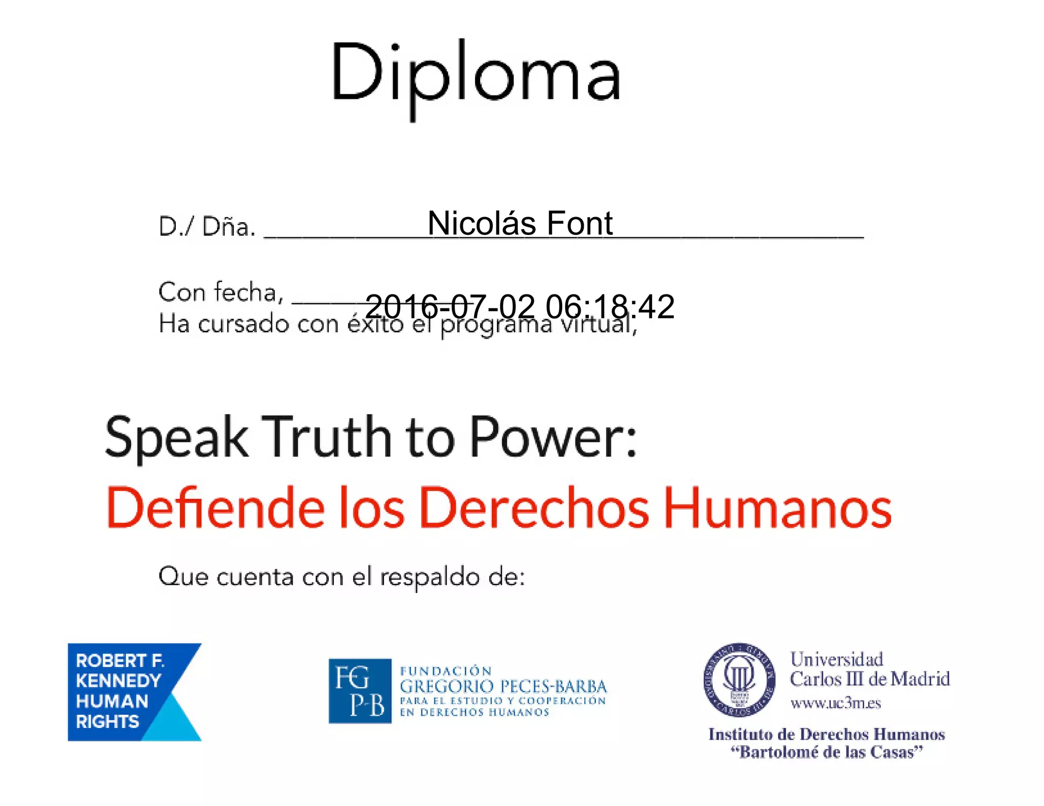 Certificado ddhh | PDF