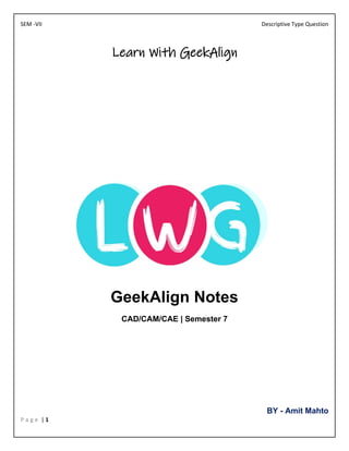 CAD/CAM/CAE - Notes | PDF