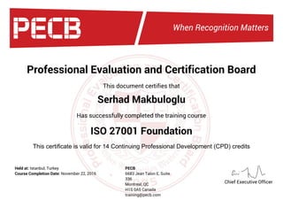 ISO/IEC 27001 Foundation - PECB | PDF