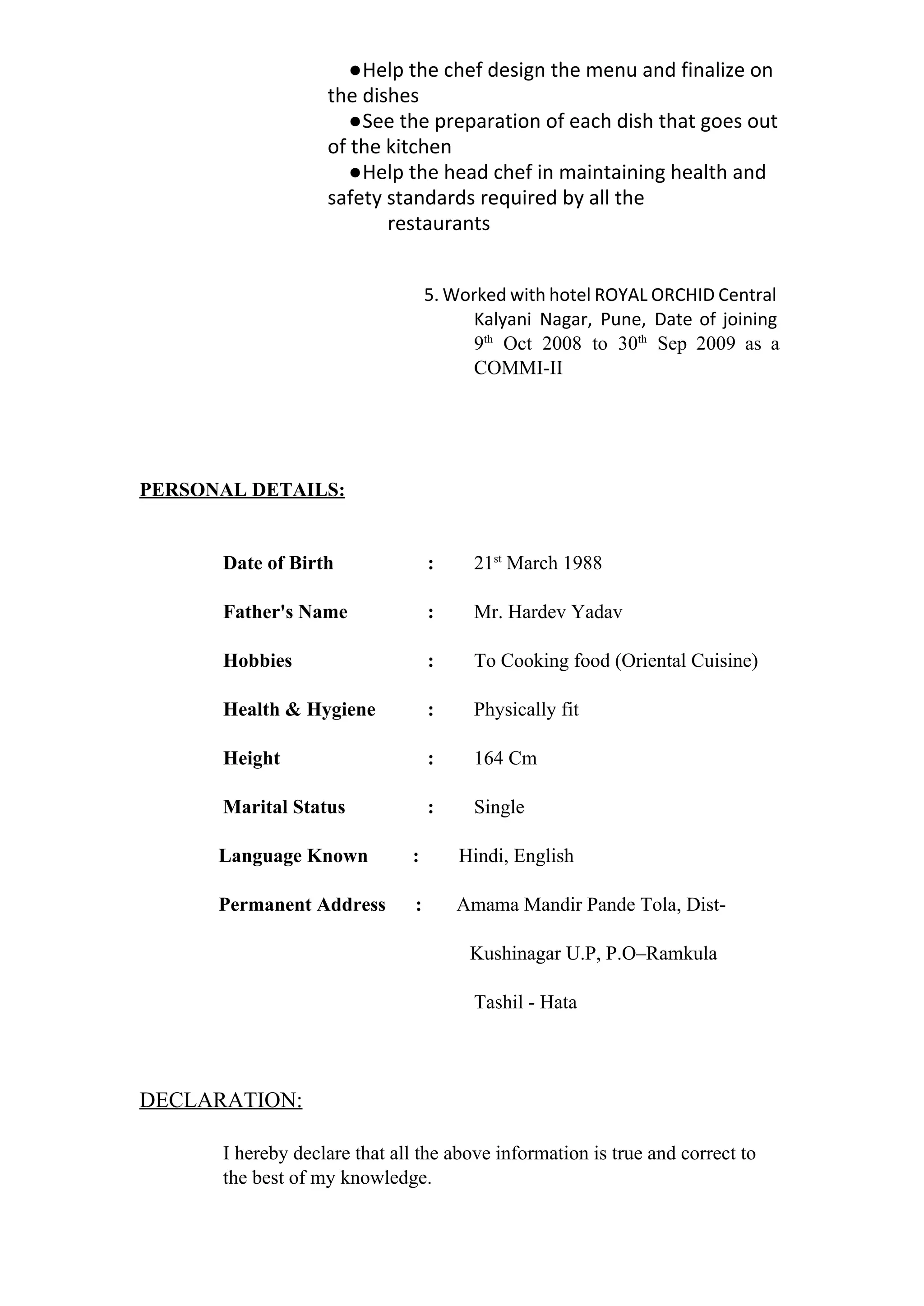 chefdurgeshcv.doc (3) (2) | PDF