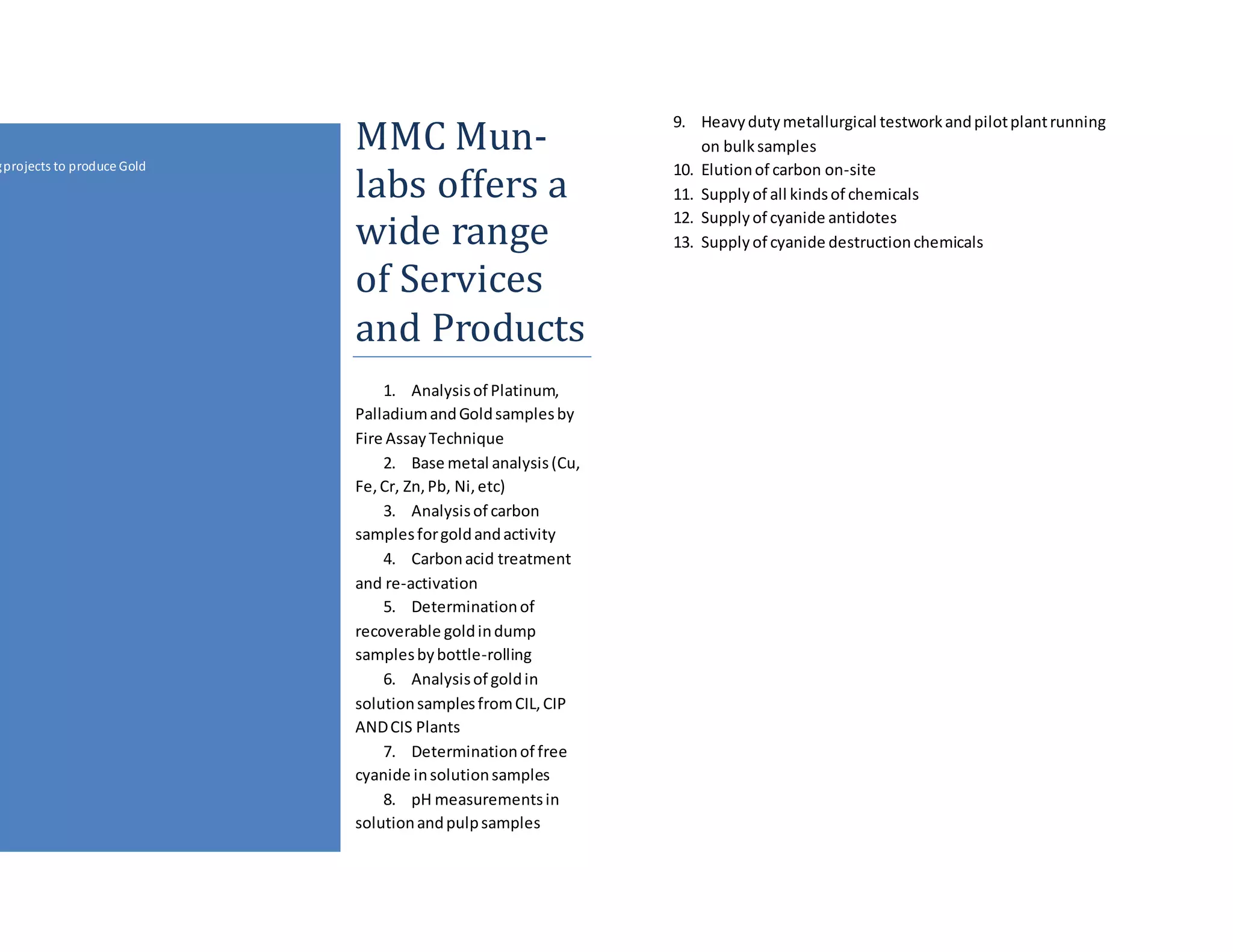 MMC Mun-labs Product List | DOCX