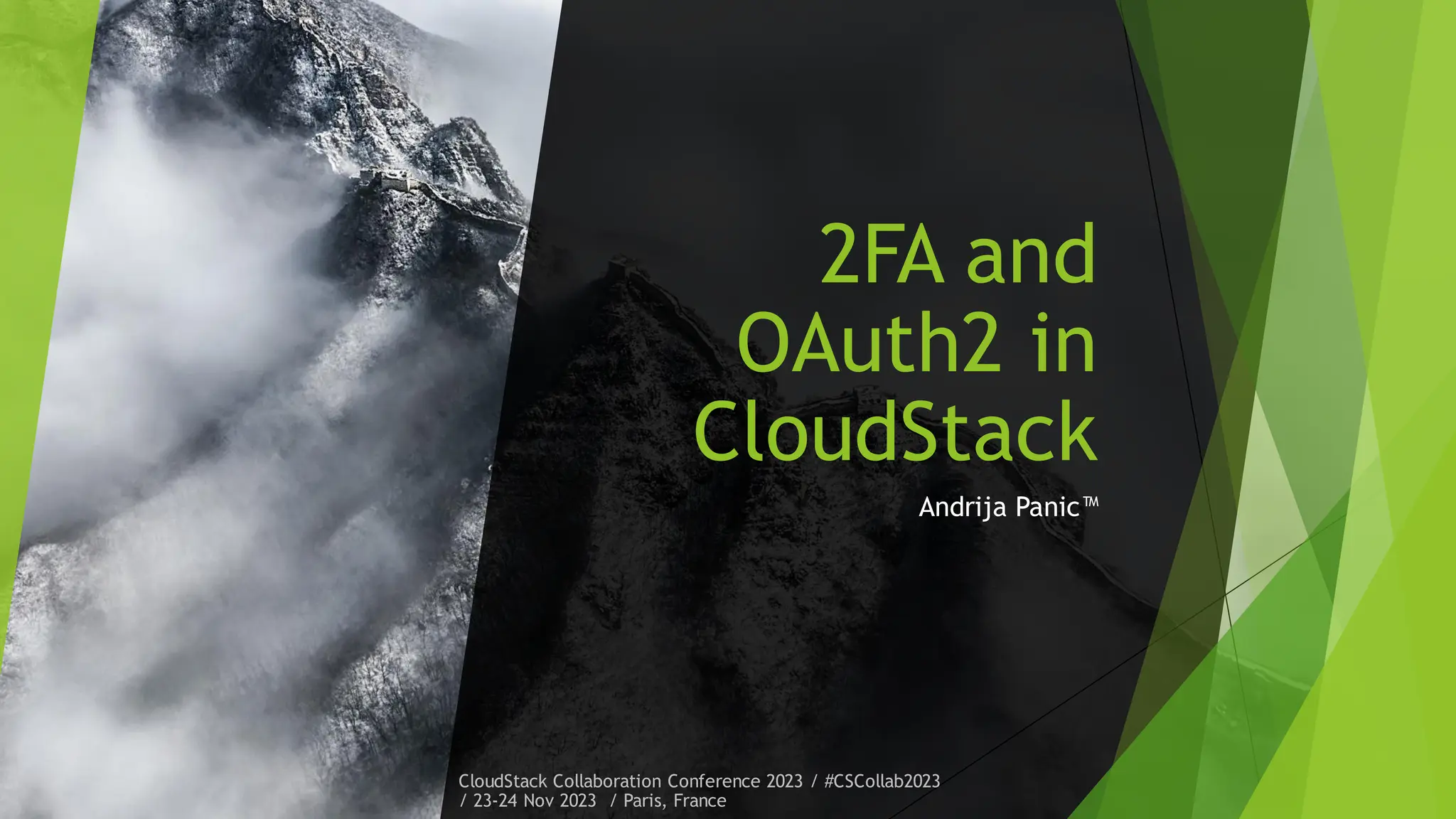 2FA and OAuth2 in CloudStack - Andrija Panić - ShapeBlue | PPT