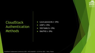 2FA and OAuth2 in CloudStack - Andrija Panić - ShapeBlue | PPT