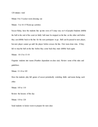 Unit Soccer lesson day 2 (Beginner) | DOCX